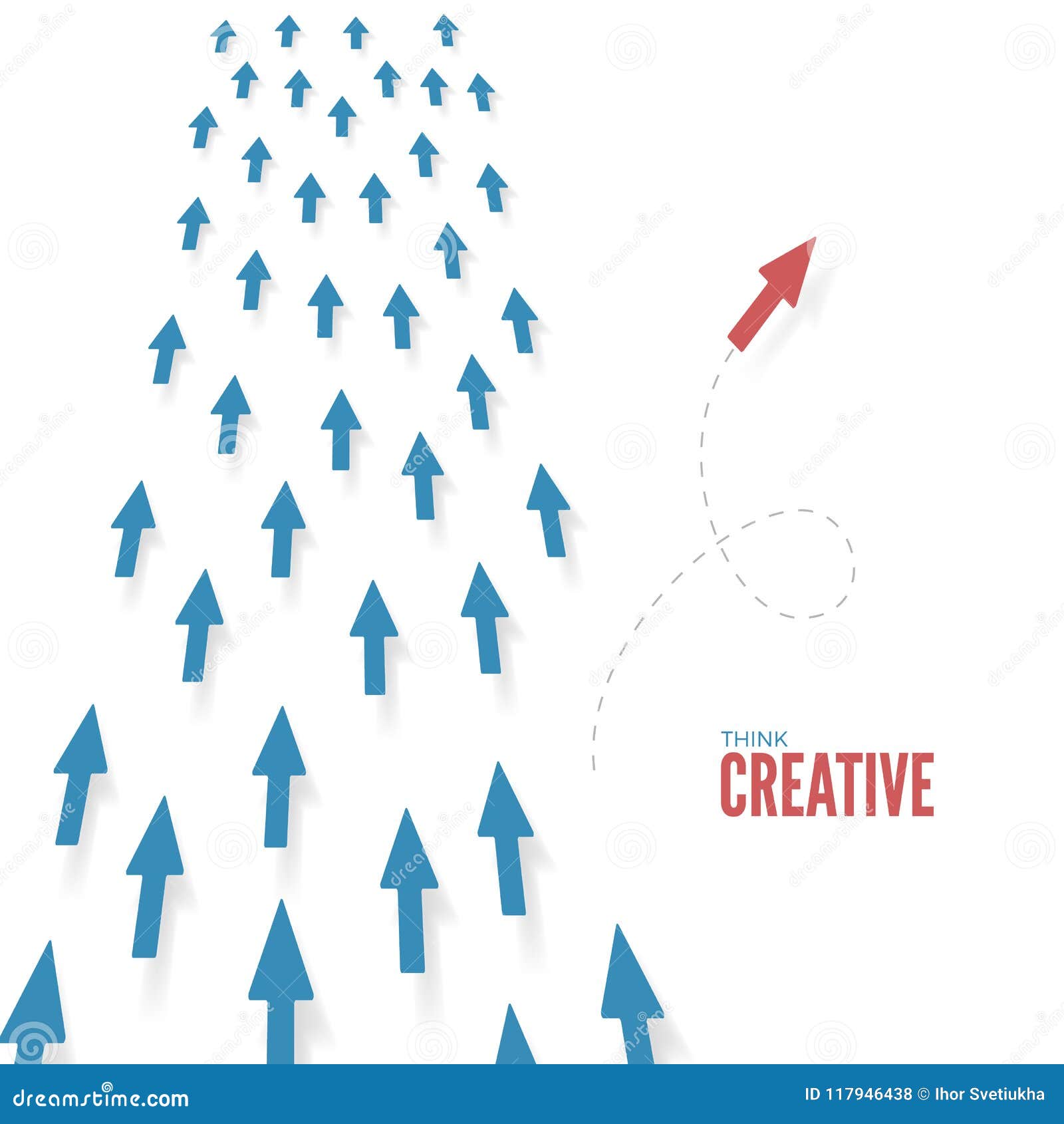 Think Creative. Red Arrow Motion into Different Way. Freedom of Thought ...