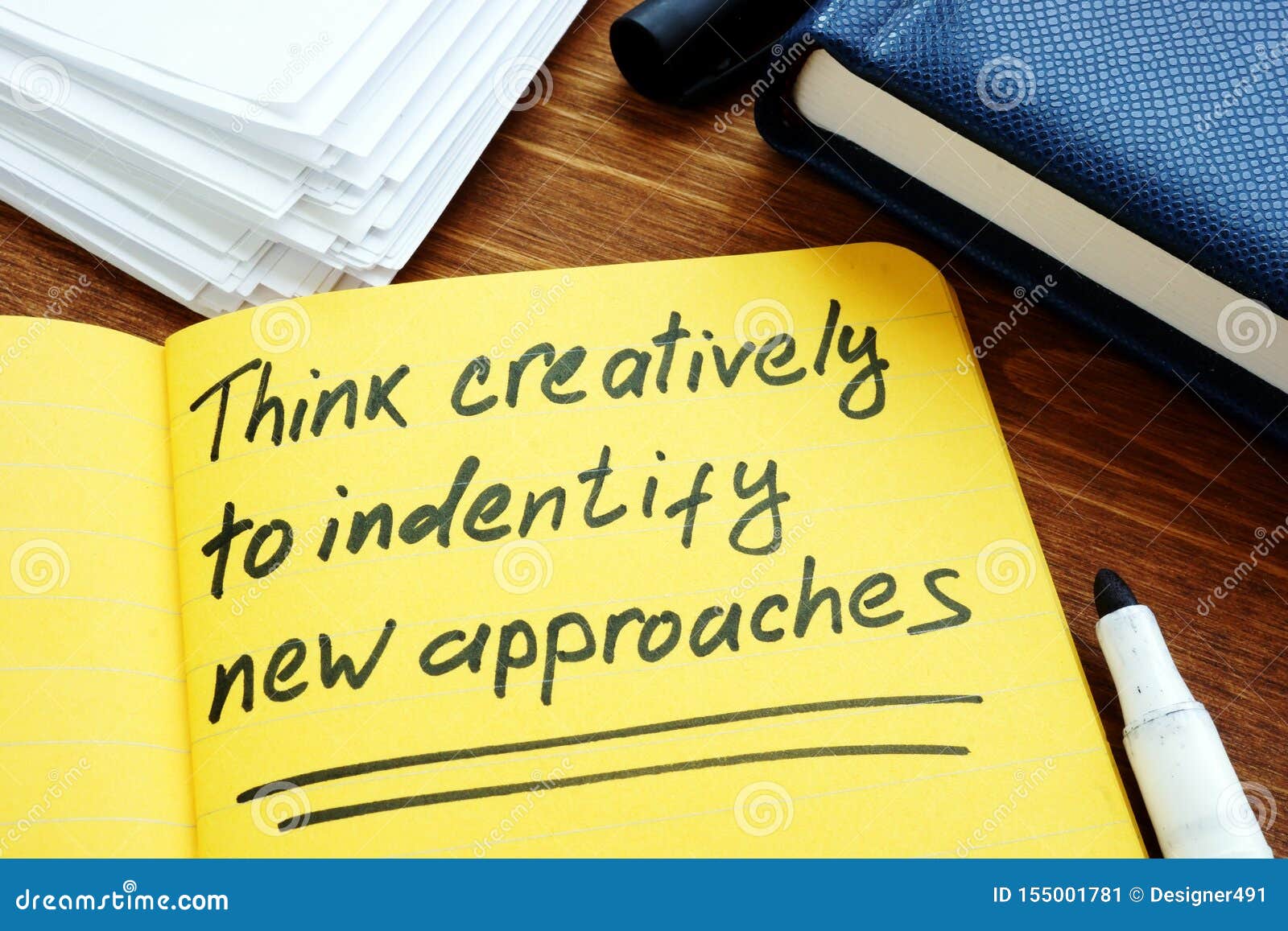 Think Creatively To Identify New Approaches Written on Page Stock Image ...