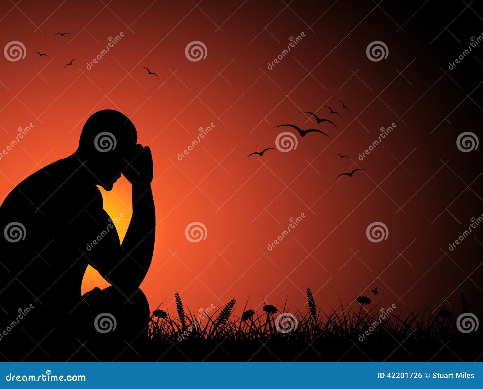 Think Depressed Shows Lost Hope and Anxious Stock Illustration ...