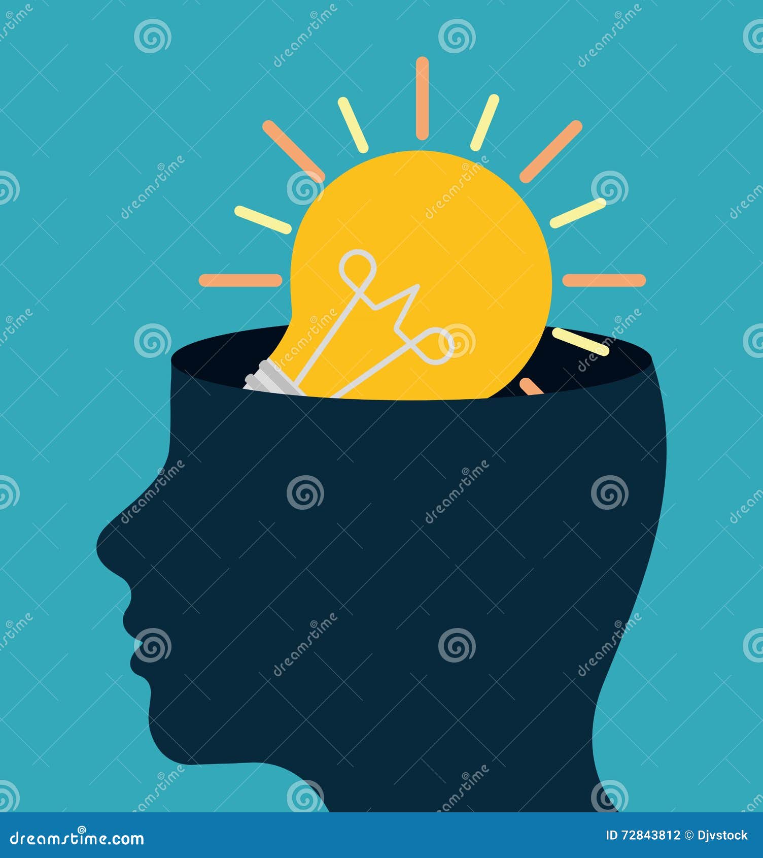 Think Design. Head Icon. Flat Illustration Stock Vector - Illustration ...