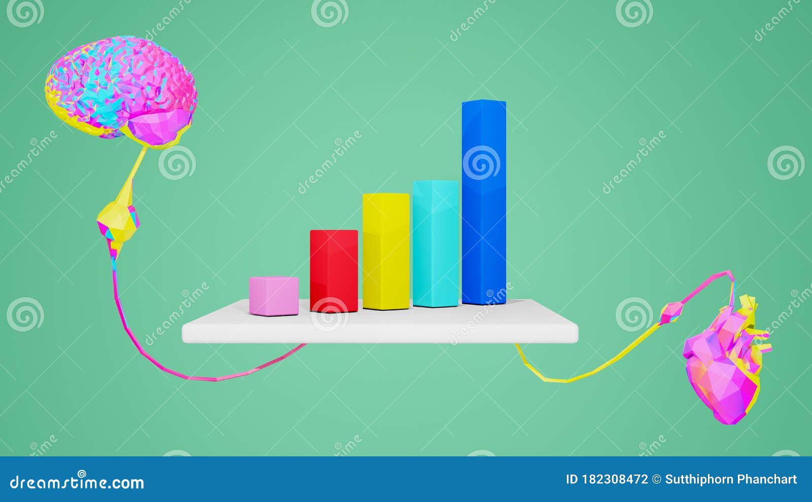 3d Render Brain Neurons With Synapses And Axons Stock Illustration ...