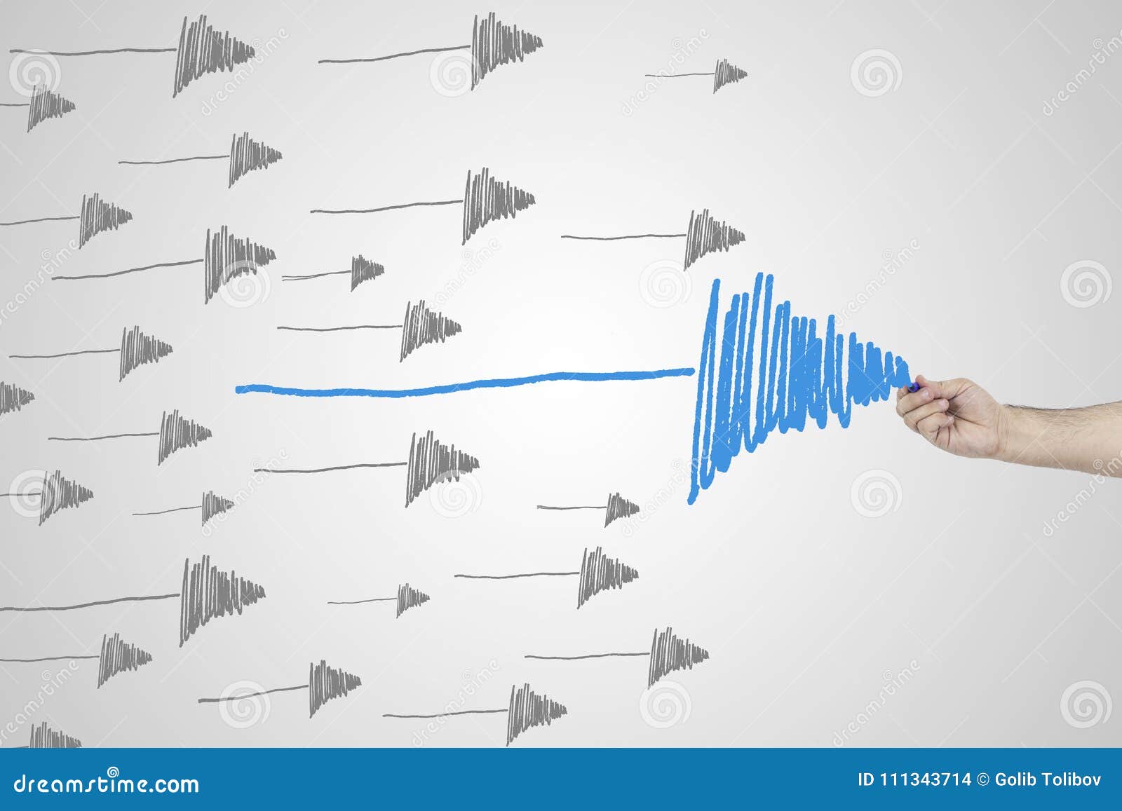 Think Different, Be Different Concept. Hand Drawing Arrows on White ...