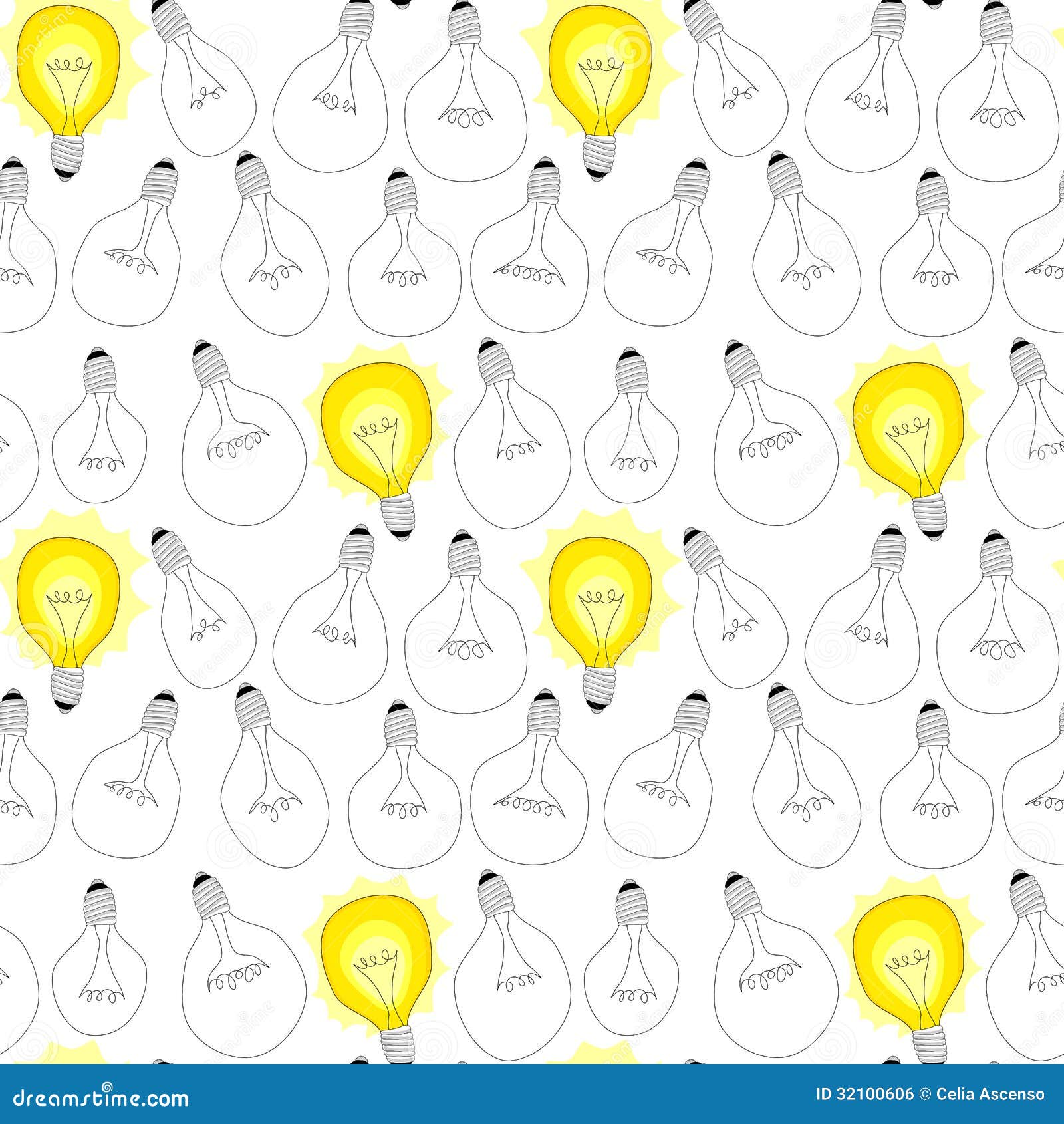 Think Different Bulb Lamps Seamless Background Stock Illustration ...