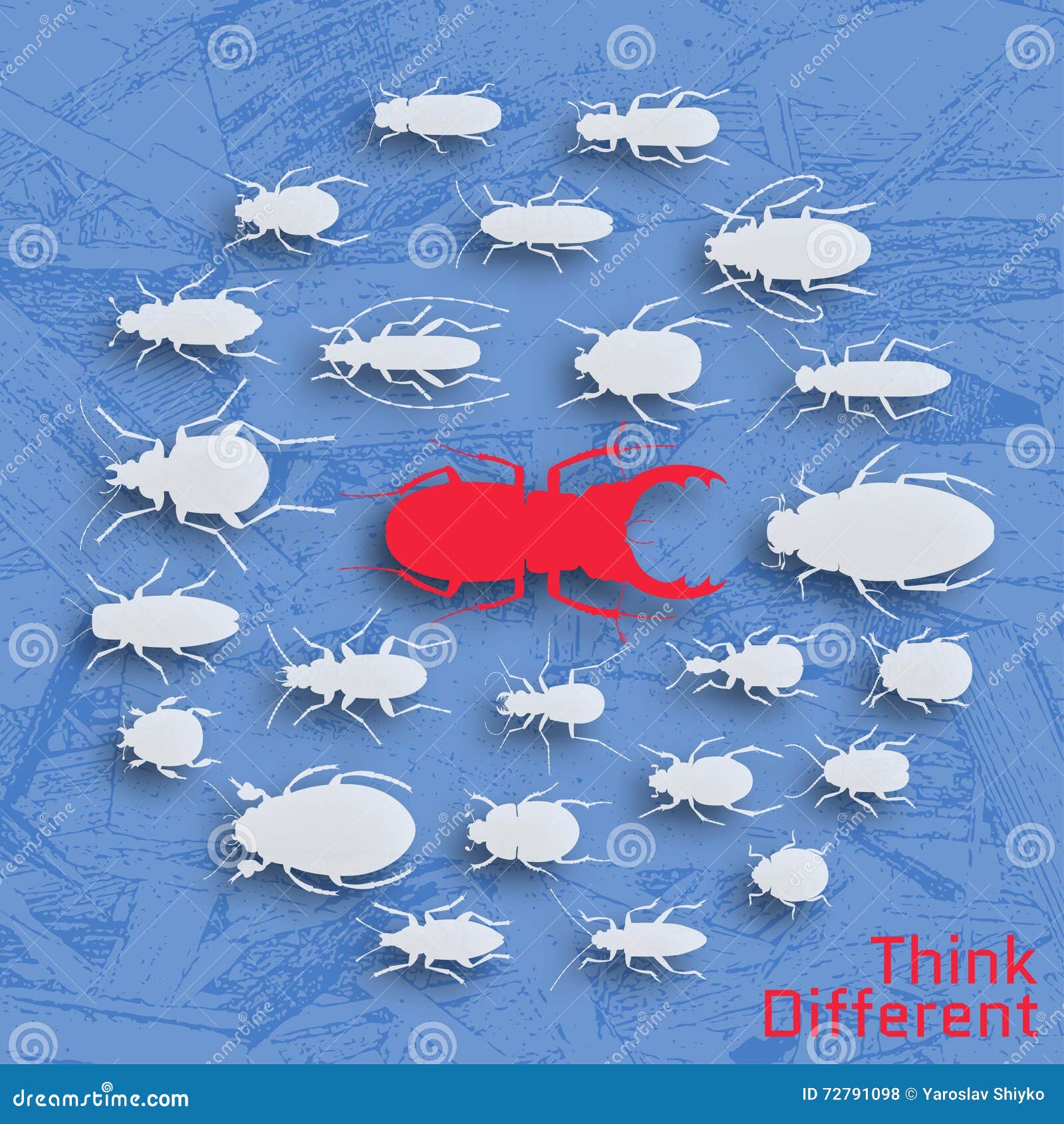 Think Different Concept. Background with Many Insects and Wooden ...