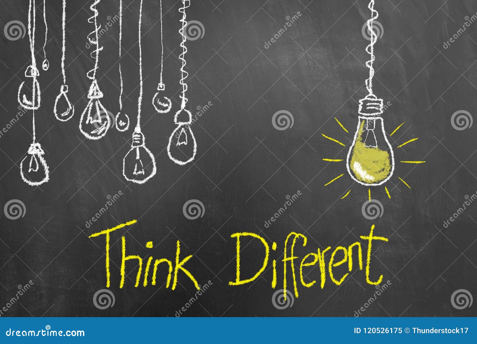 Think Different Concept with Light Bulb Drawing on Chalkboard Stock ...
