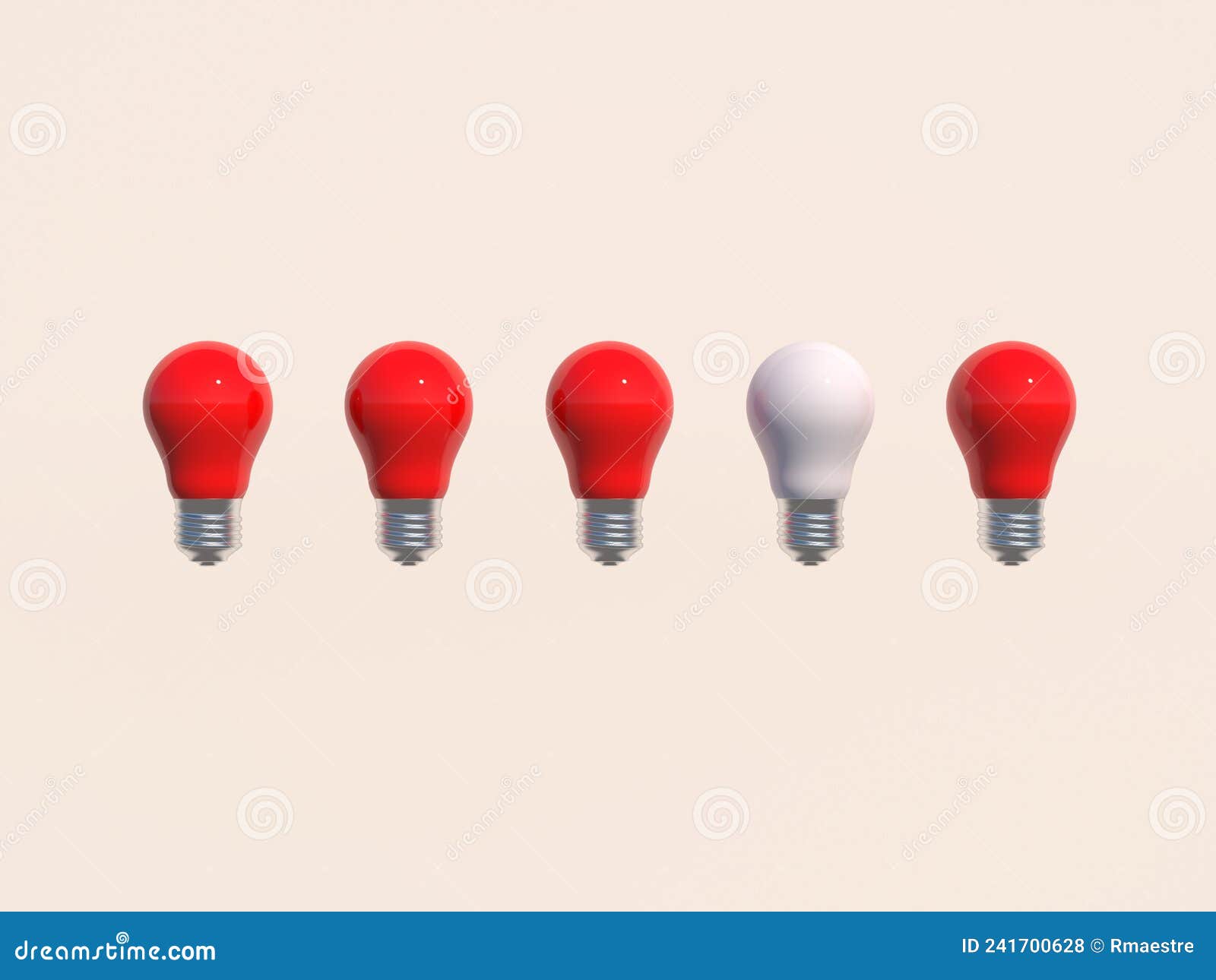 Think of a Different Concept a White Bulb Protruding from the Red Bulbs ...