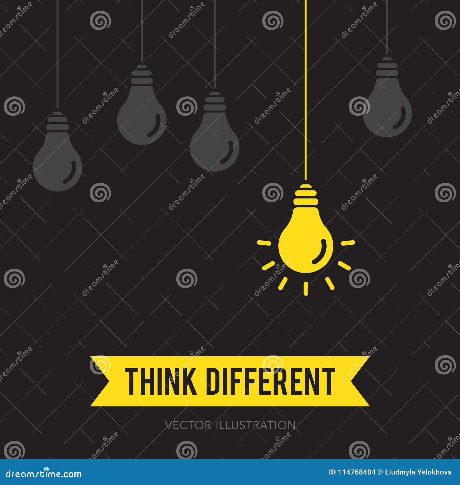 Think Different Creative Concept with Light Bulbs Stock Illustration ...