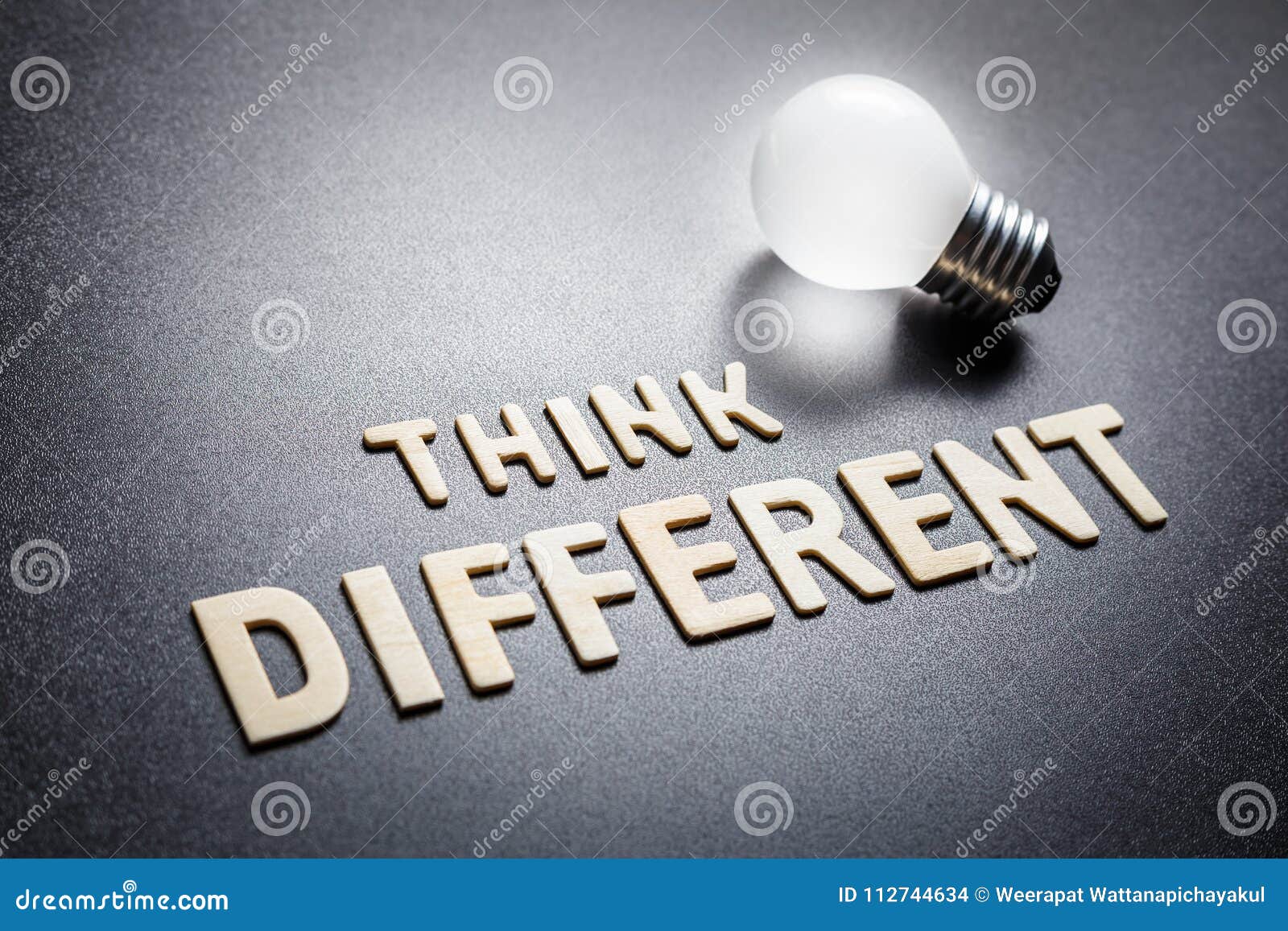 Think Different and Glowing Bulb Stock Photo - Image of intelligent ...
