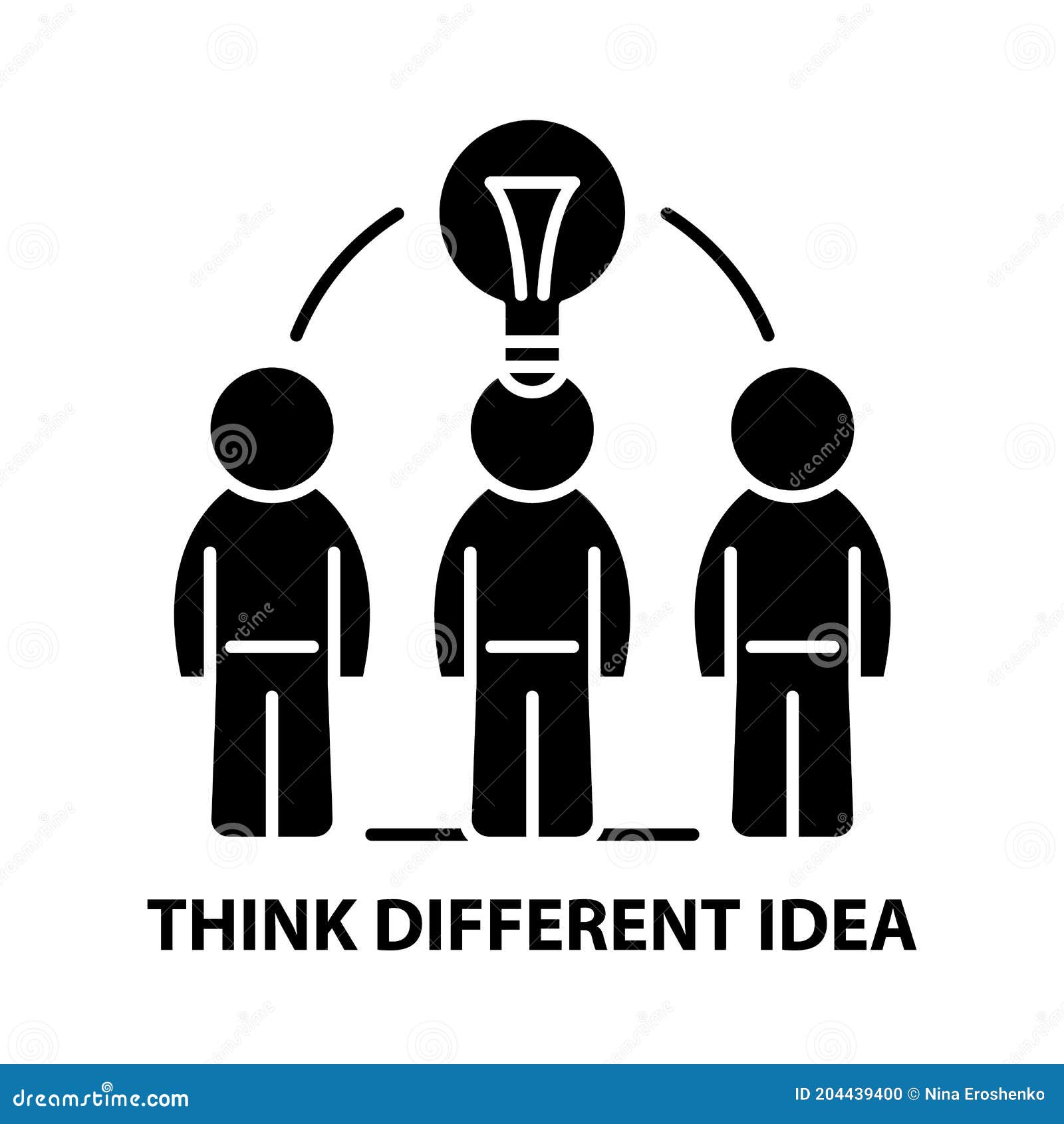 Think Different Idea Icon, Black Vector Sign with Editable Strokes ...