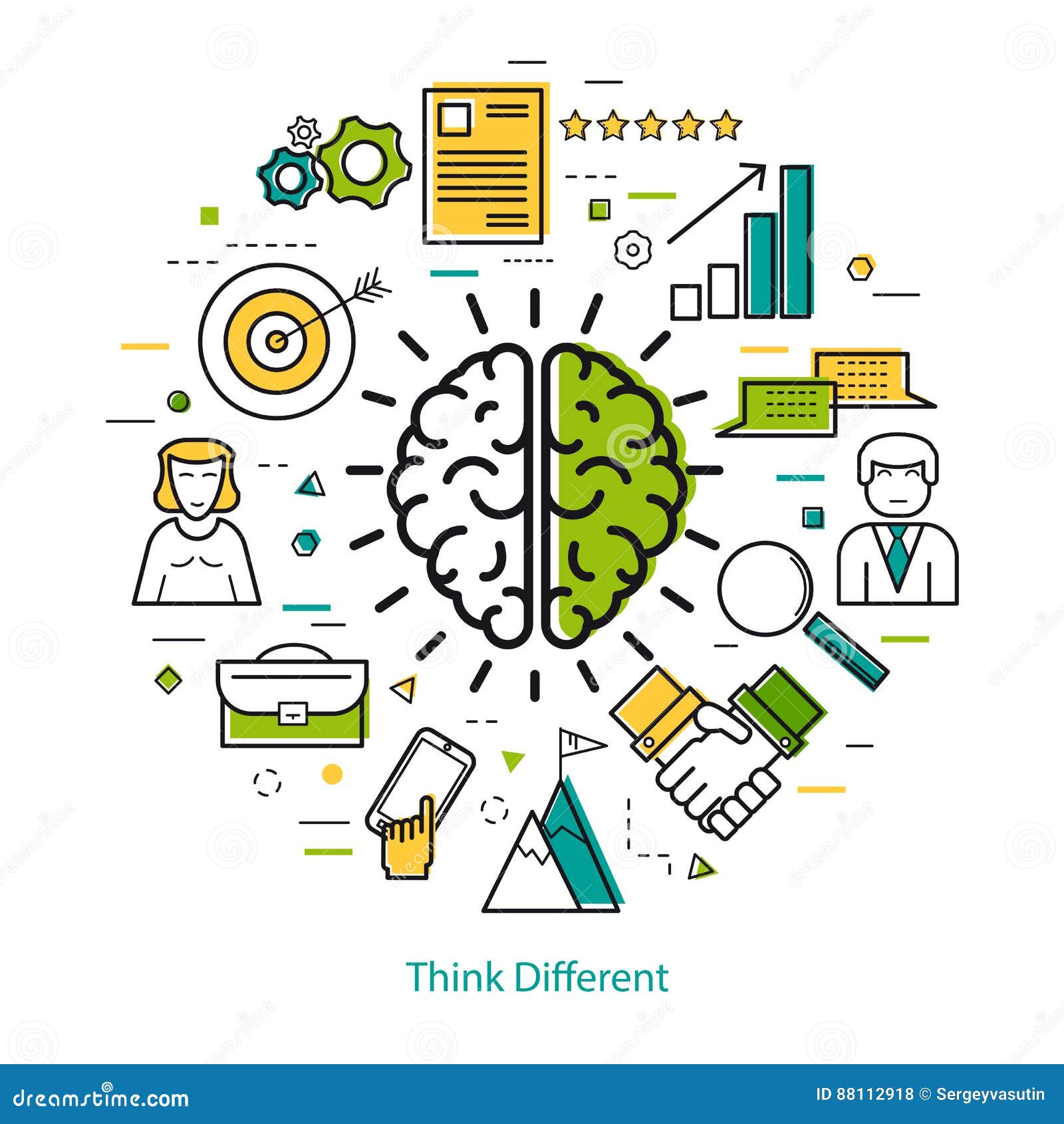 Think Different - Line Art stock illustration. Illustration of line ...