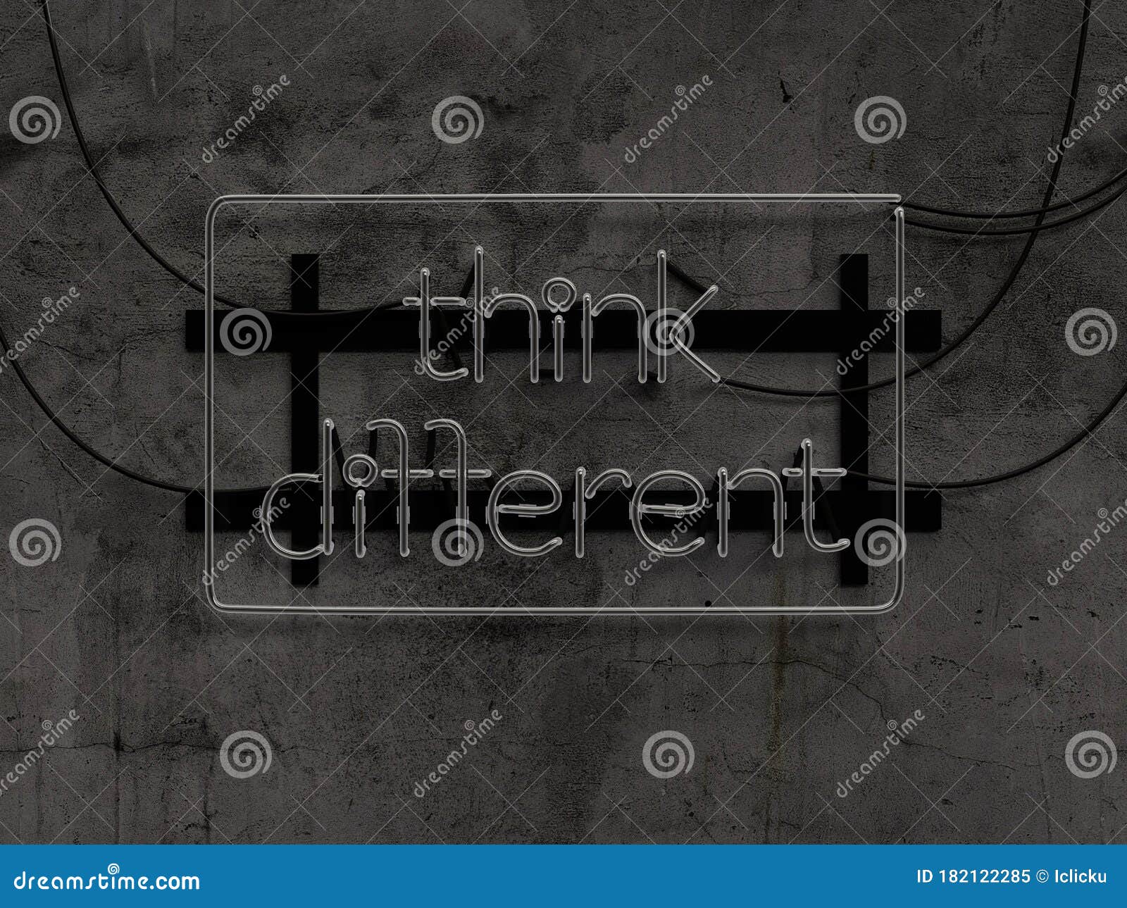 Think Big Neon Sign On Brick Wall Background. Cartoon Vector ...