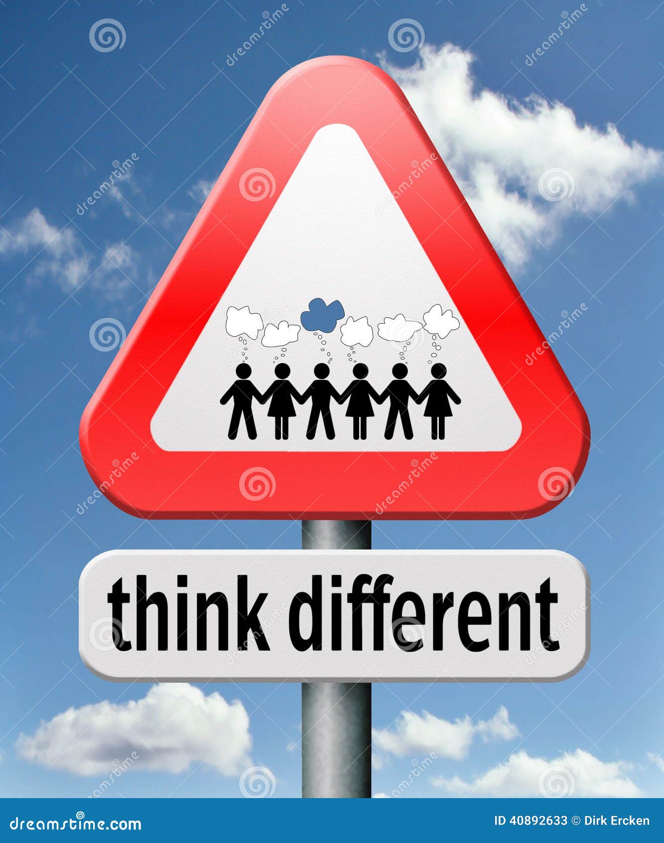 Think Different Stands On The Yellow Background, Head With Brain, Being ...