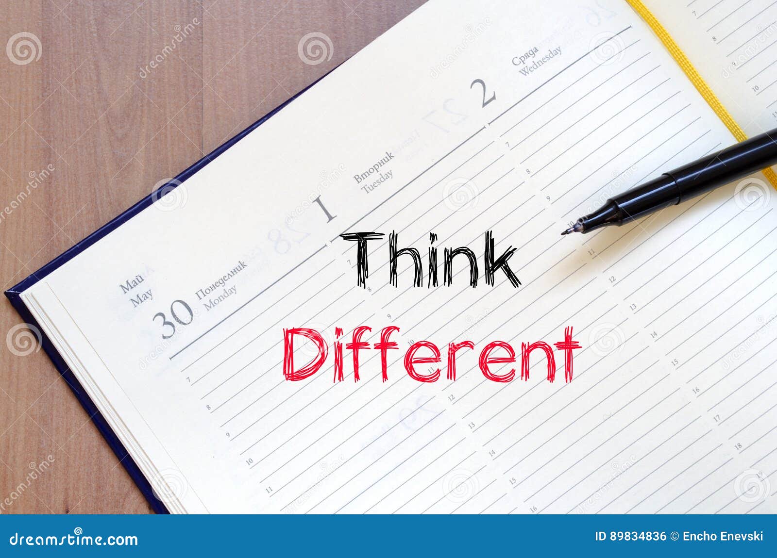 Think Different Text Concept on Notebook Stock Photo - Image of message ...