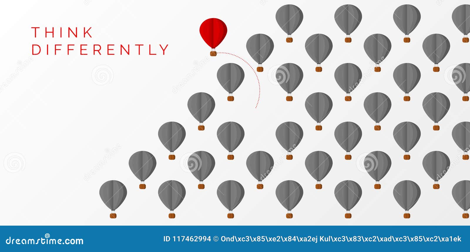 Think Differently Concept. Hot Air Balloon Changing Direction Stock ...