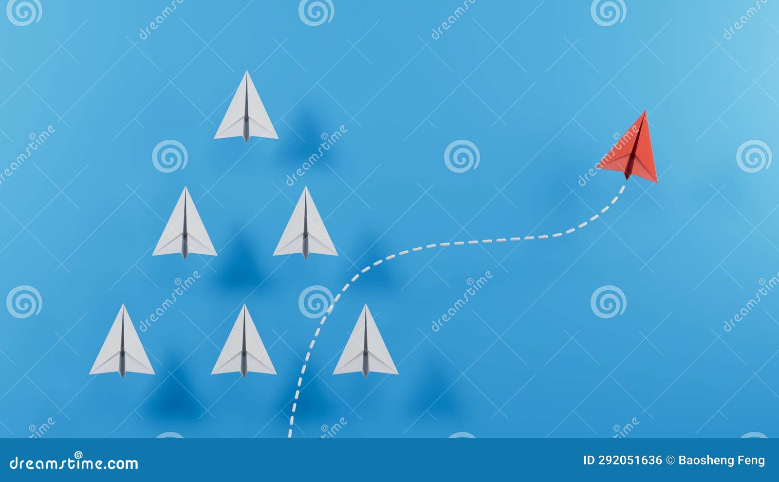 Think Differently Concept. Red Paper Paper Plane Changing Direction ...