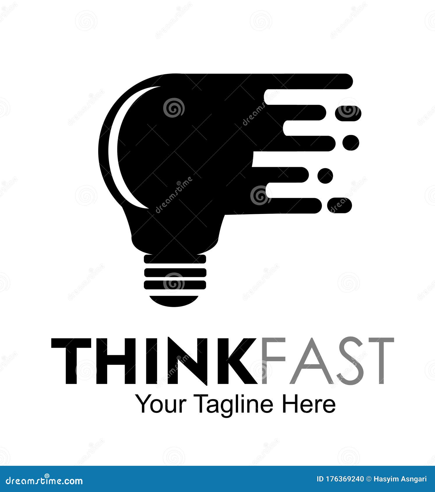 Think Fast Logo Design Concept with Bulb Icon Vector Stock Illustration ...