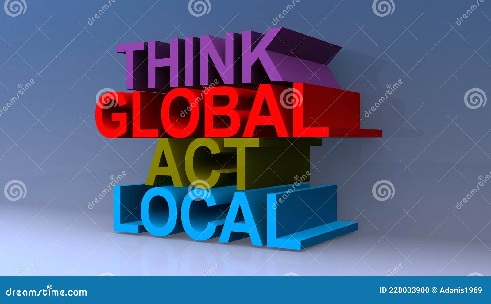 Think Global Act Local on Blue Stock Illustration - Illustration of ...