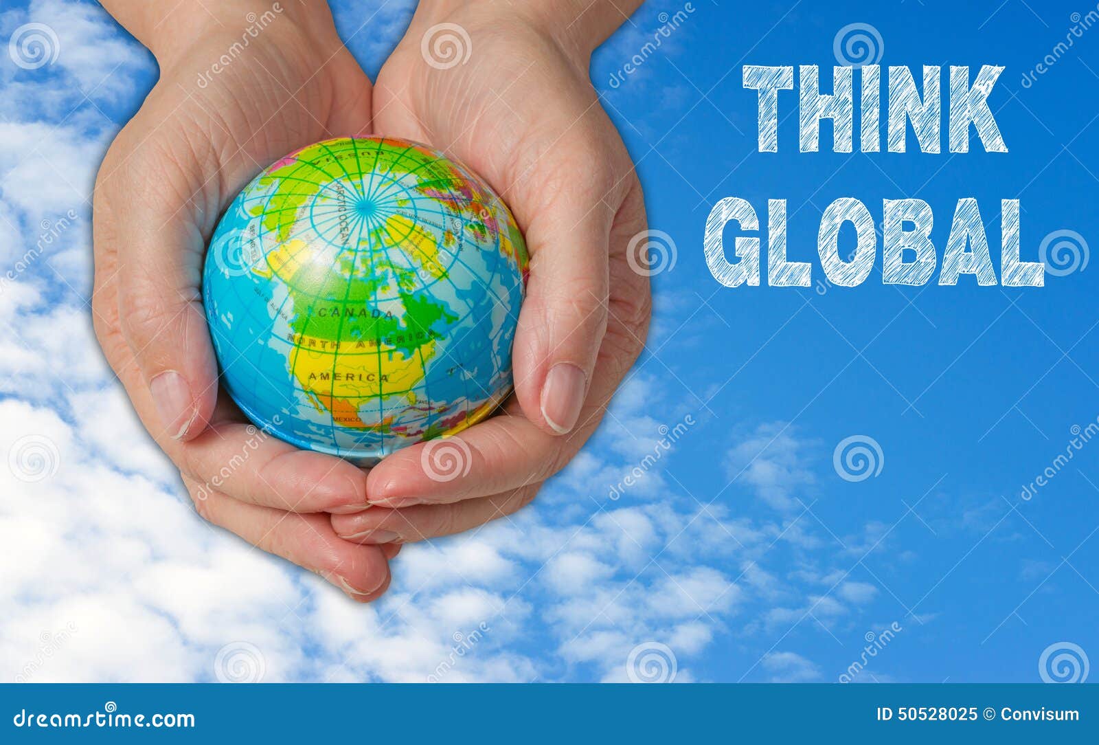 Think global stock image. Image of clouds, grip, ecology - 50528025