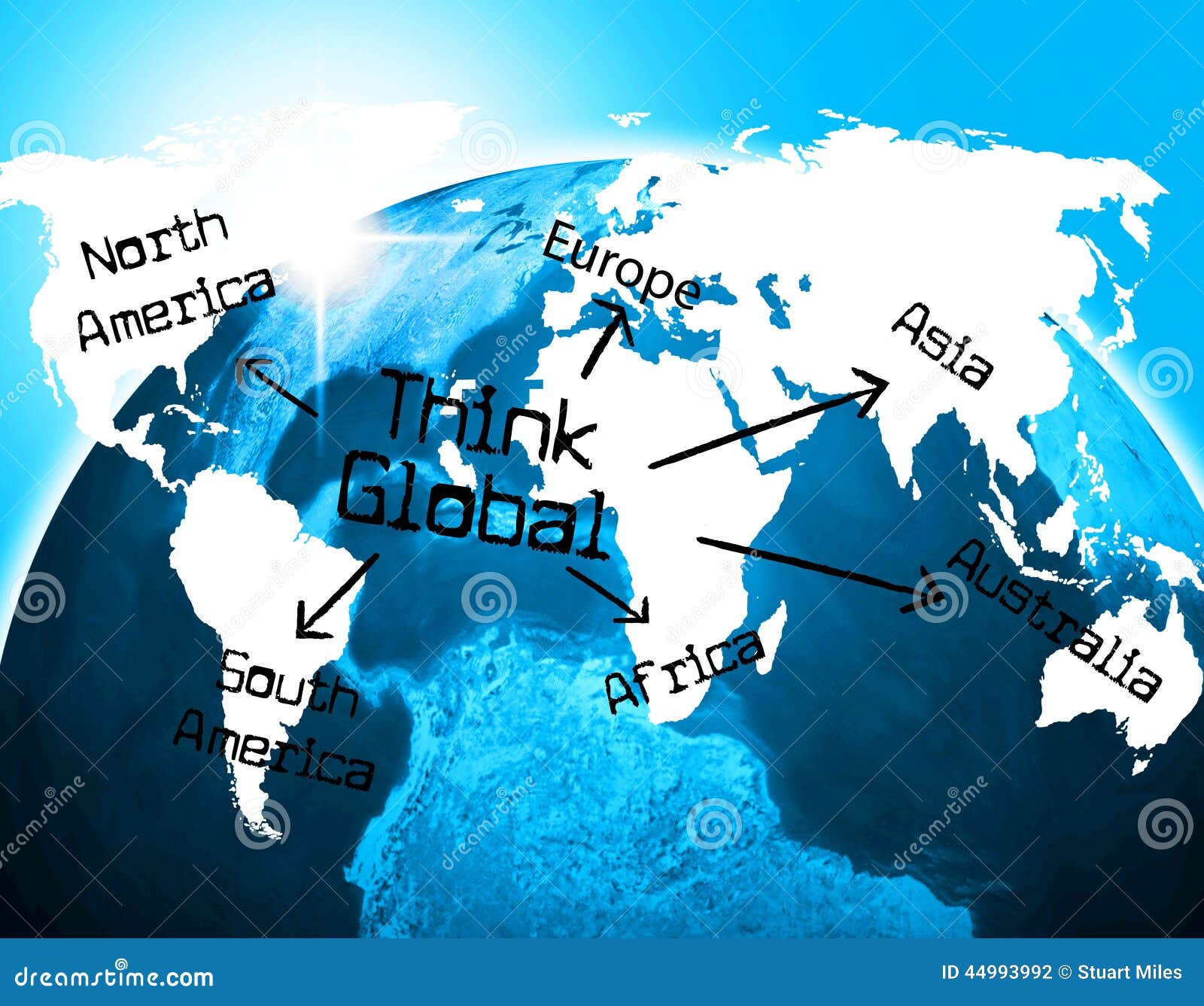 Think Global Means about Considering and Reflection Stock Illustration ...