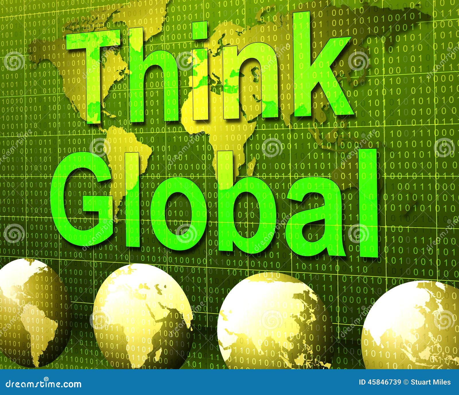 Think Global Represents Contemplation Planet and Consider Stock Illustration - Illustration of ...