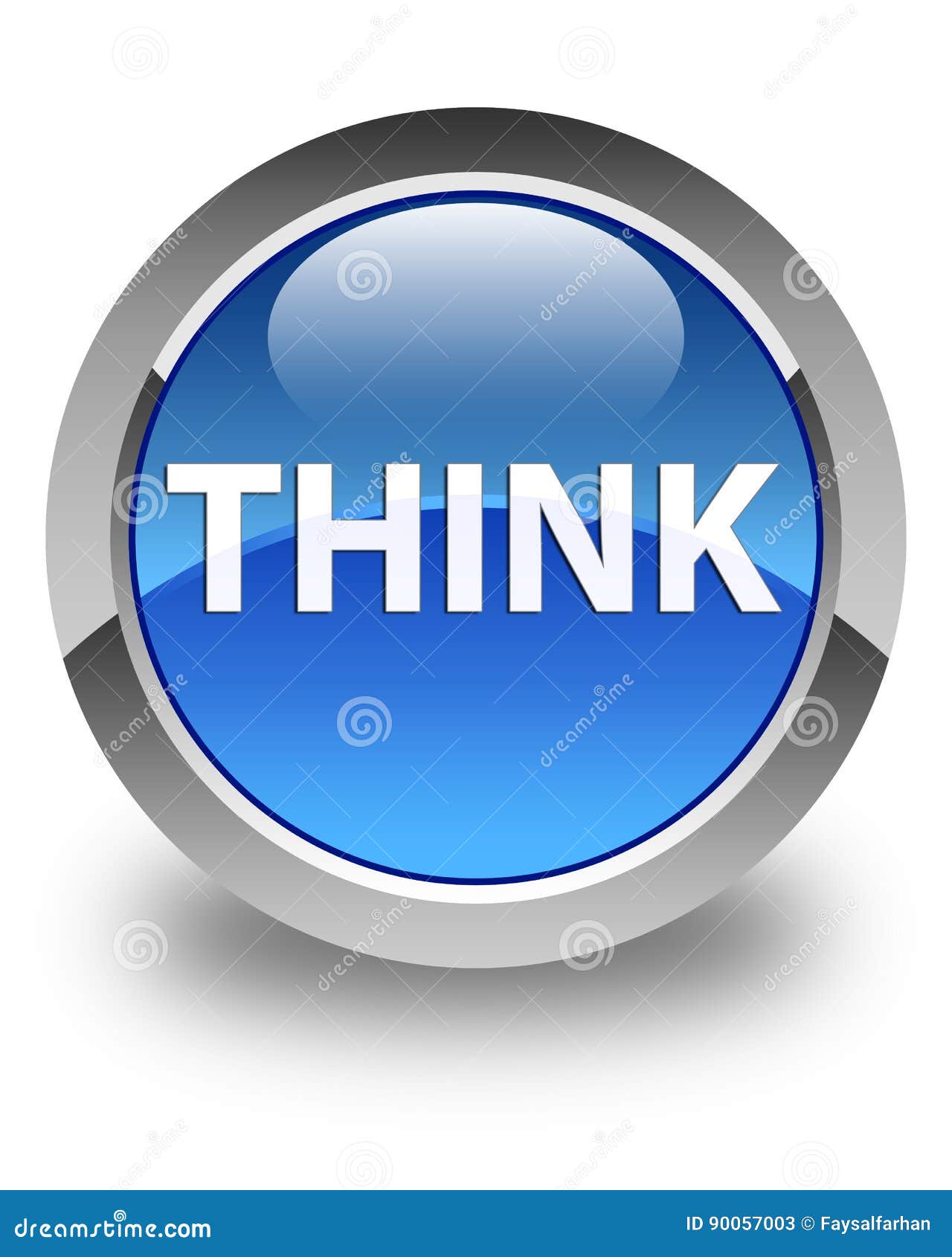 Think Glossy Blue Round Button Stock Illustration - Illustration of ...