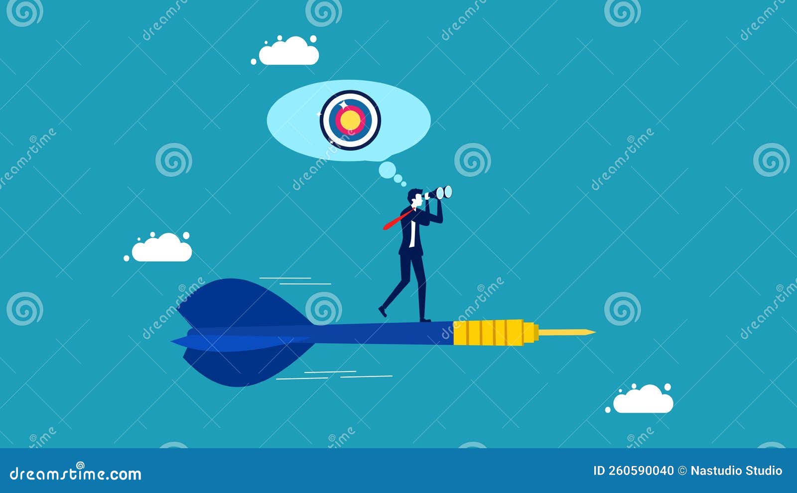 Think of the Goal. Businessman Looking through Binoculars Flying ...