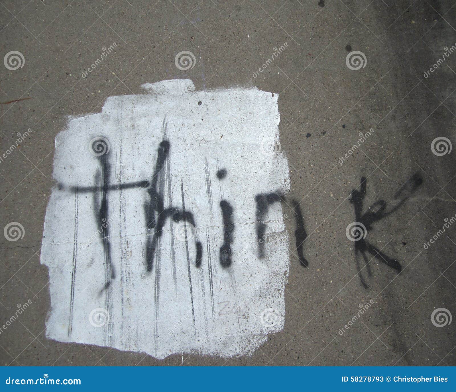 Think Graffiti stock image. Image of concrete, applied - 58278793