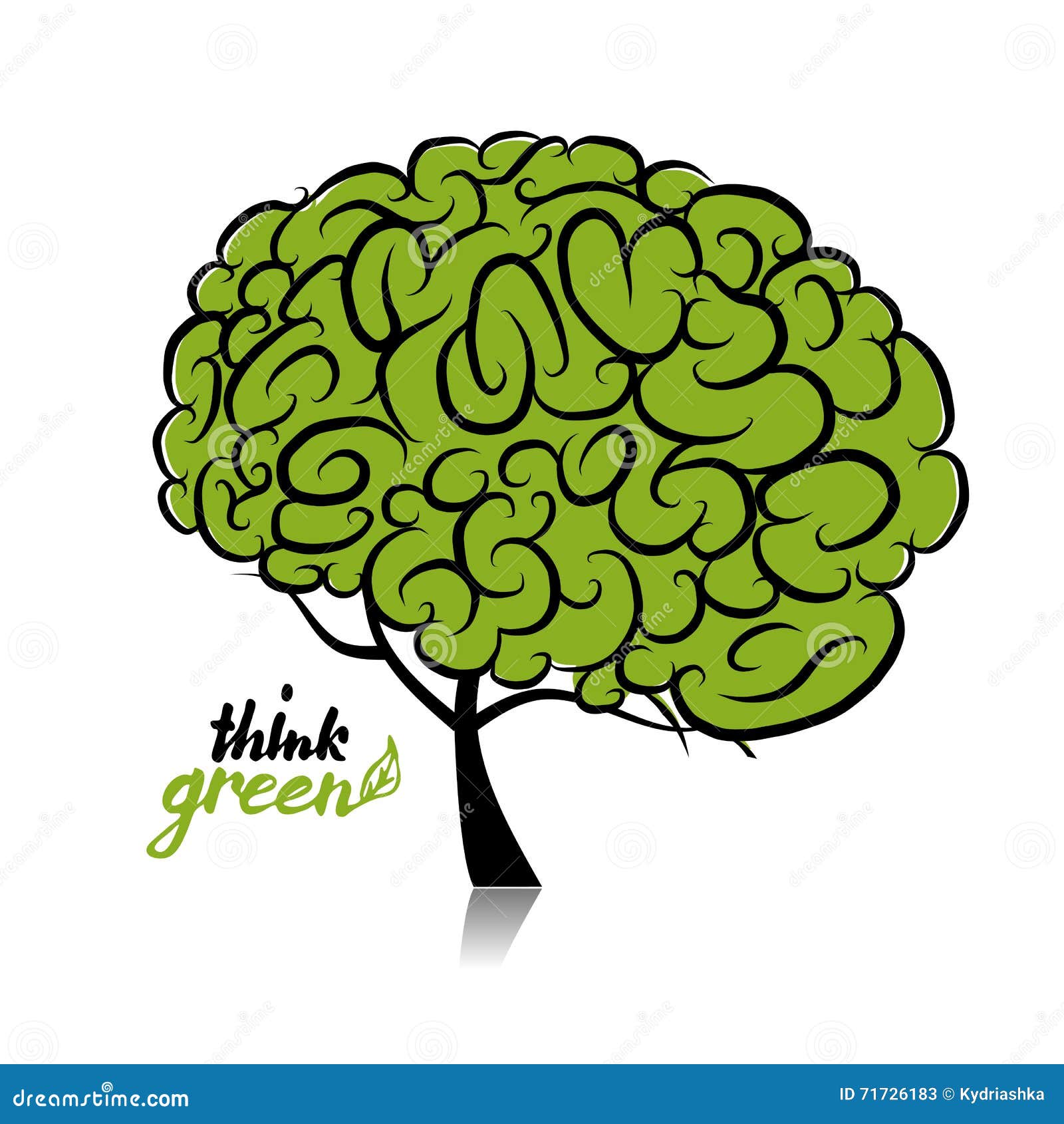 Think Green. Brain Tree Concept for Your Design Stock Vector ...