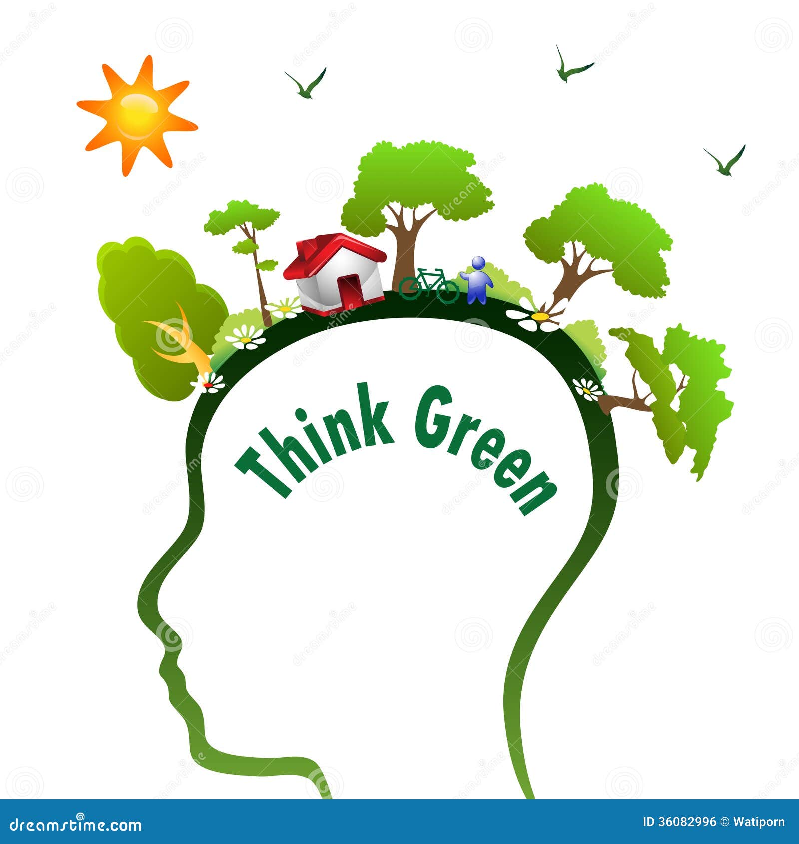 Think green stock illustration. Illustration of environmental - 36082996