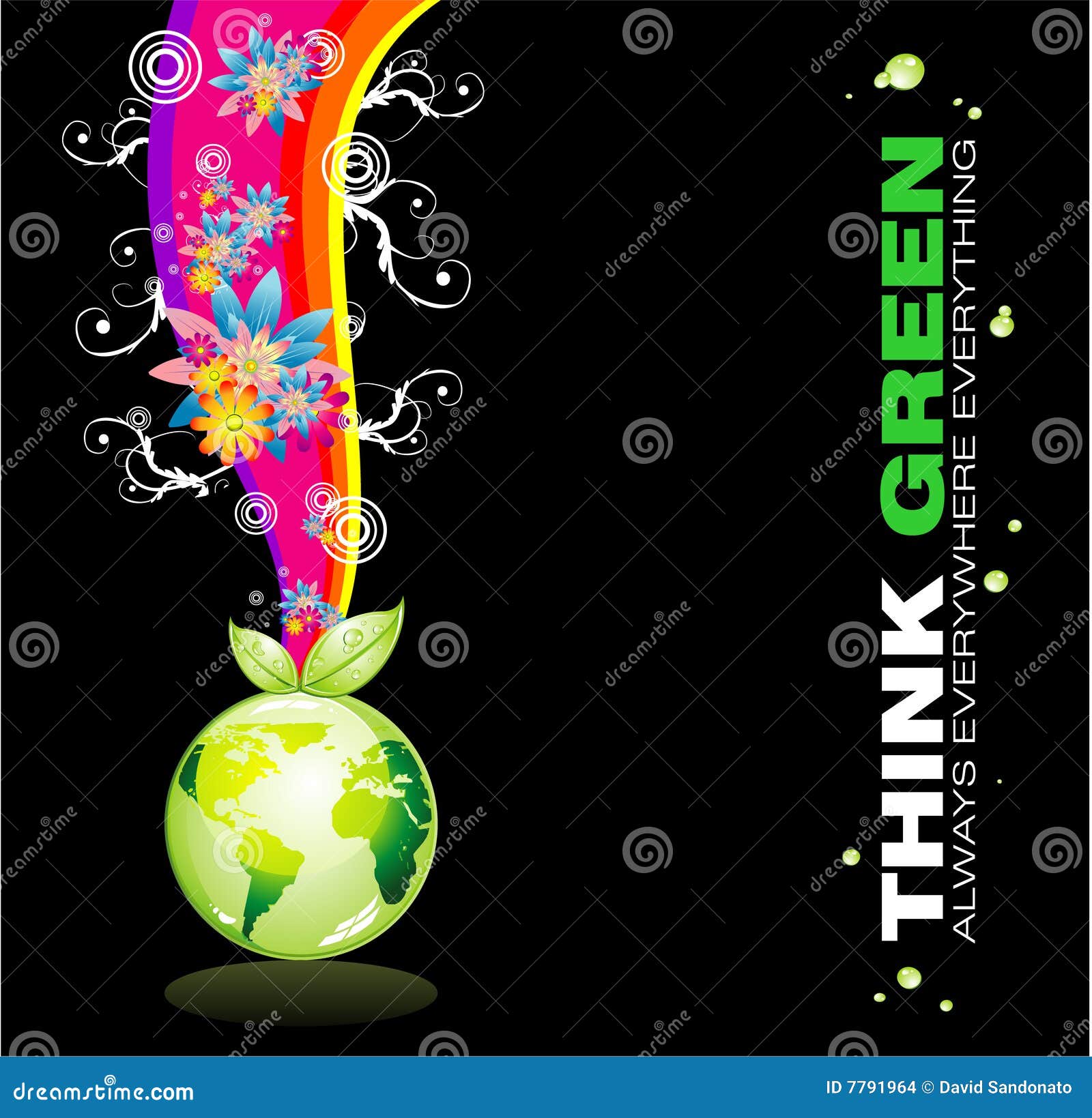 Think Green Earth Background Stock Vector - Illustration of planet ...