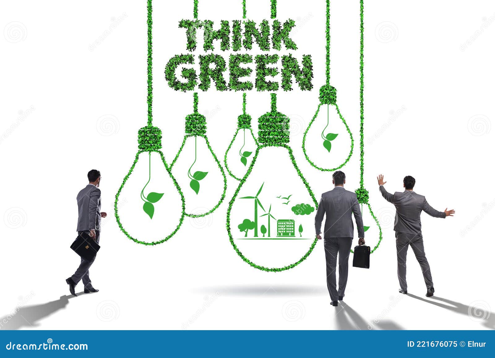 Think Green Ecological Concept with Businessman Stock Image - Image of ...