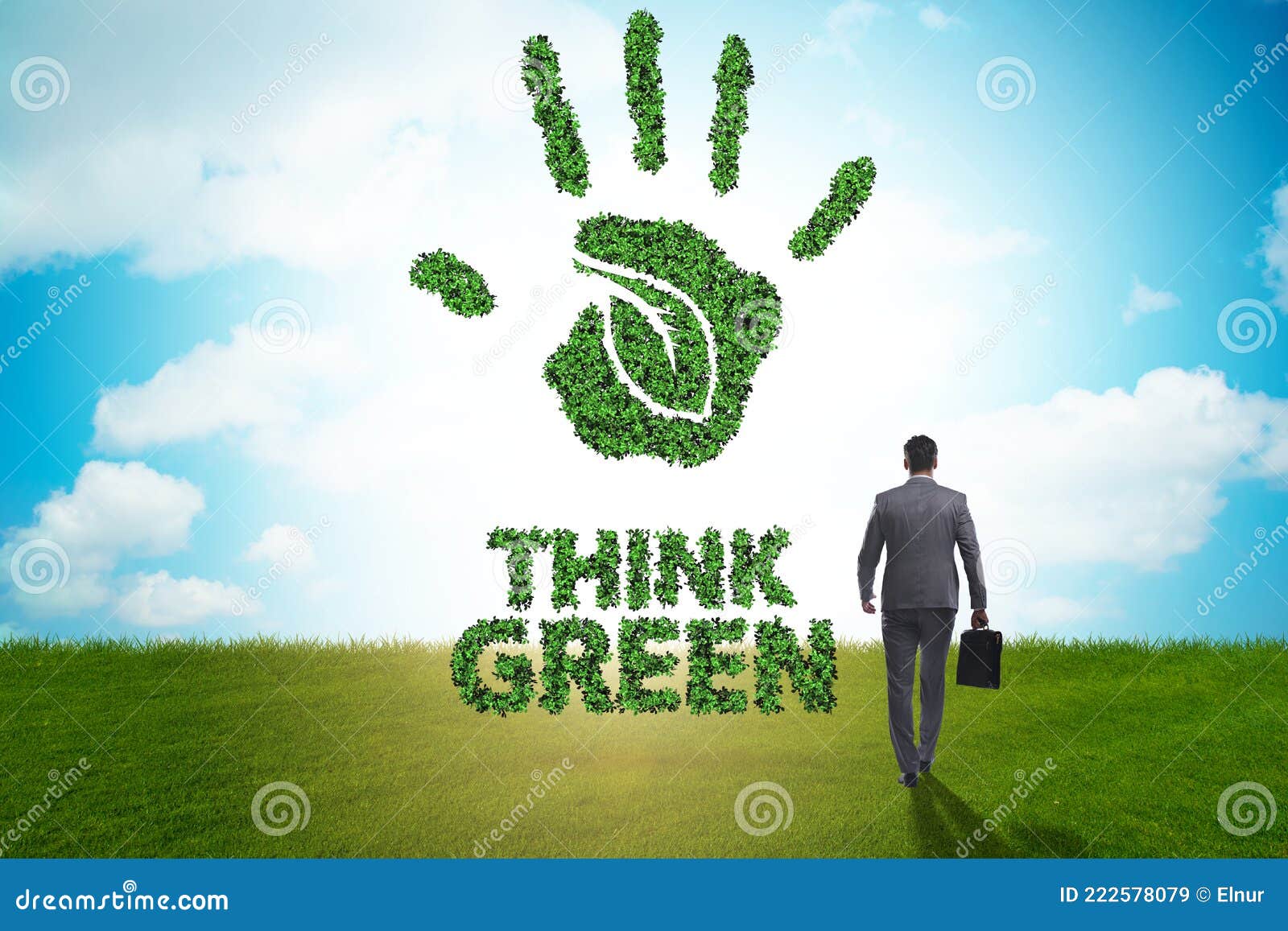 Think Green Ecological Concept with Businessman Stock Image - Image of ...