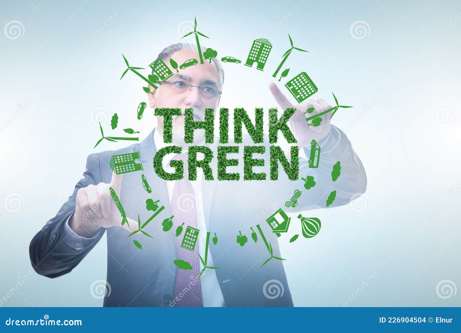 Think Green Ecological Concept with Businessman Stock Photo - Image of ...