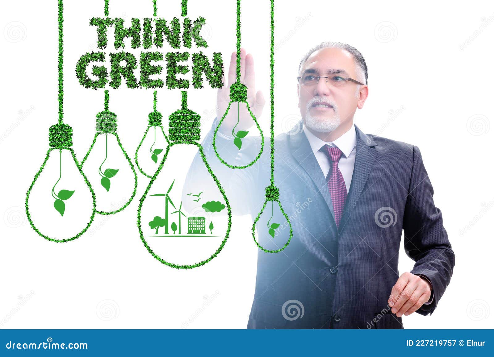 Think Green Ecological Concept with Businessman Stock Image - Image of ...