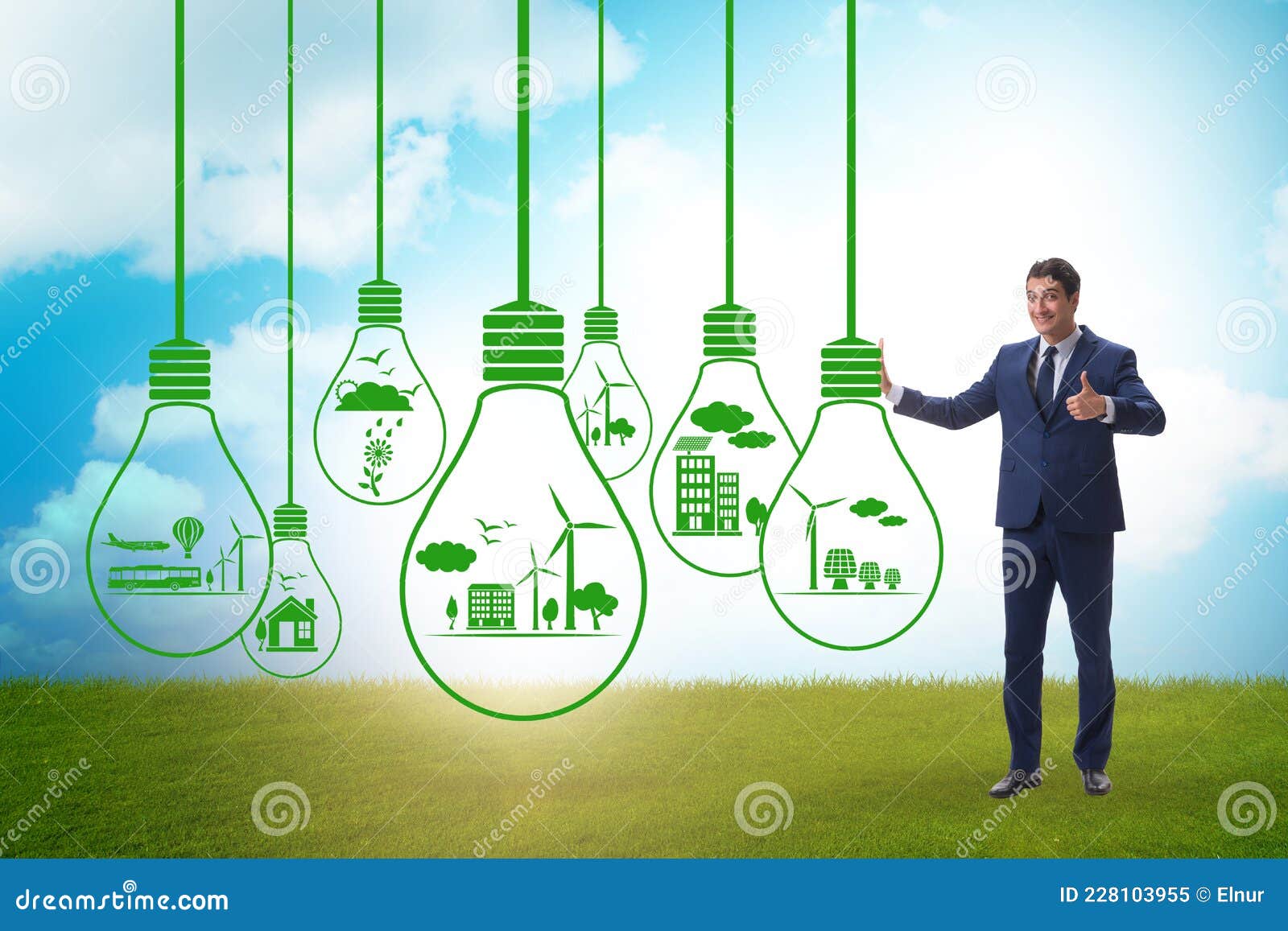 Think Green Ecological Concept with Businessman Stock Image - Image of ...