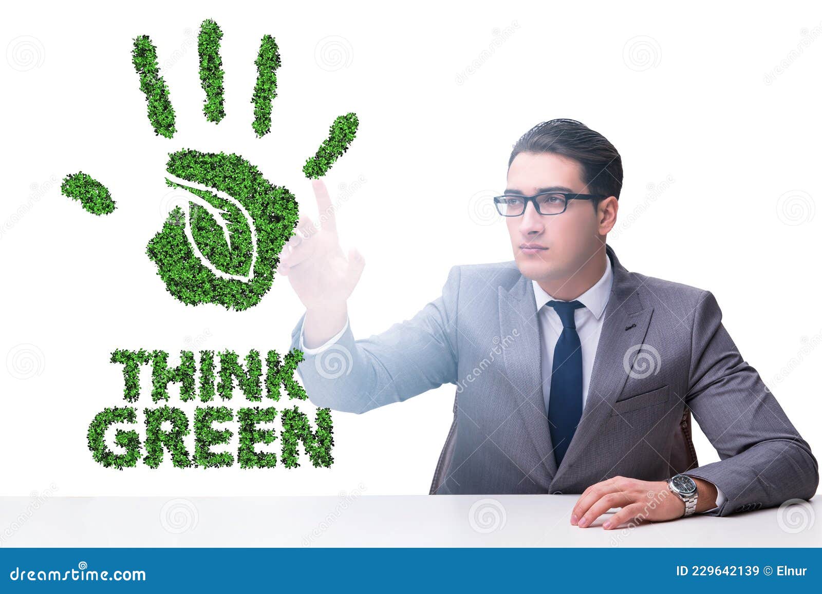 Think Green Ecological Concept with Businessman Stock Image - Image of ...