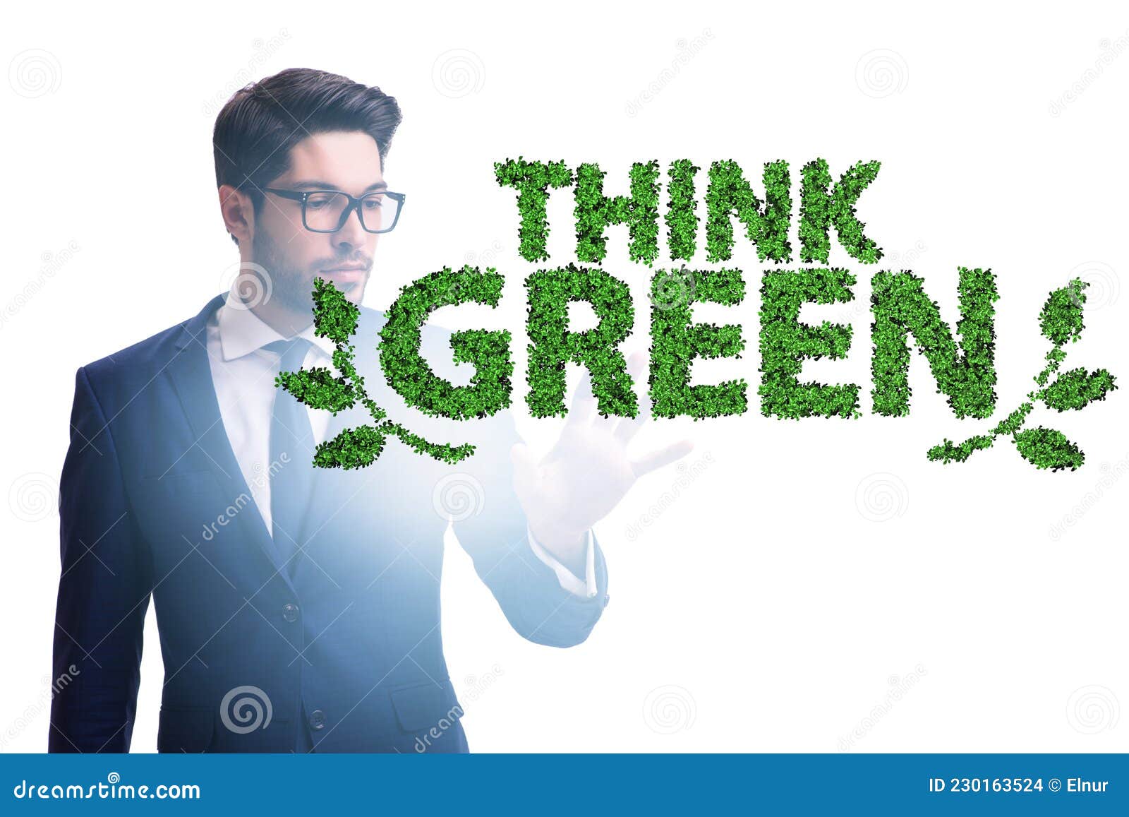 Think Green Ecological Concept with Businessman Stock Photo - Image of ...