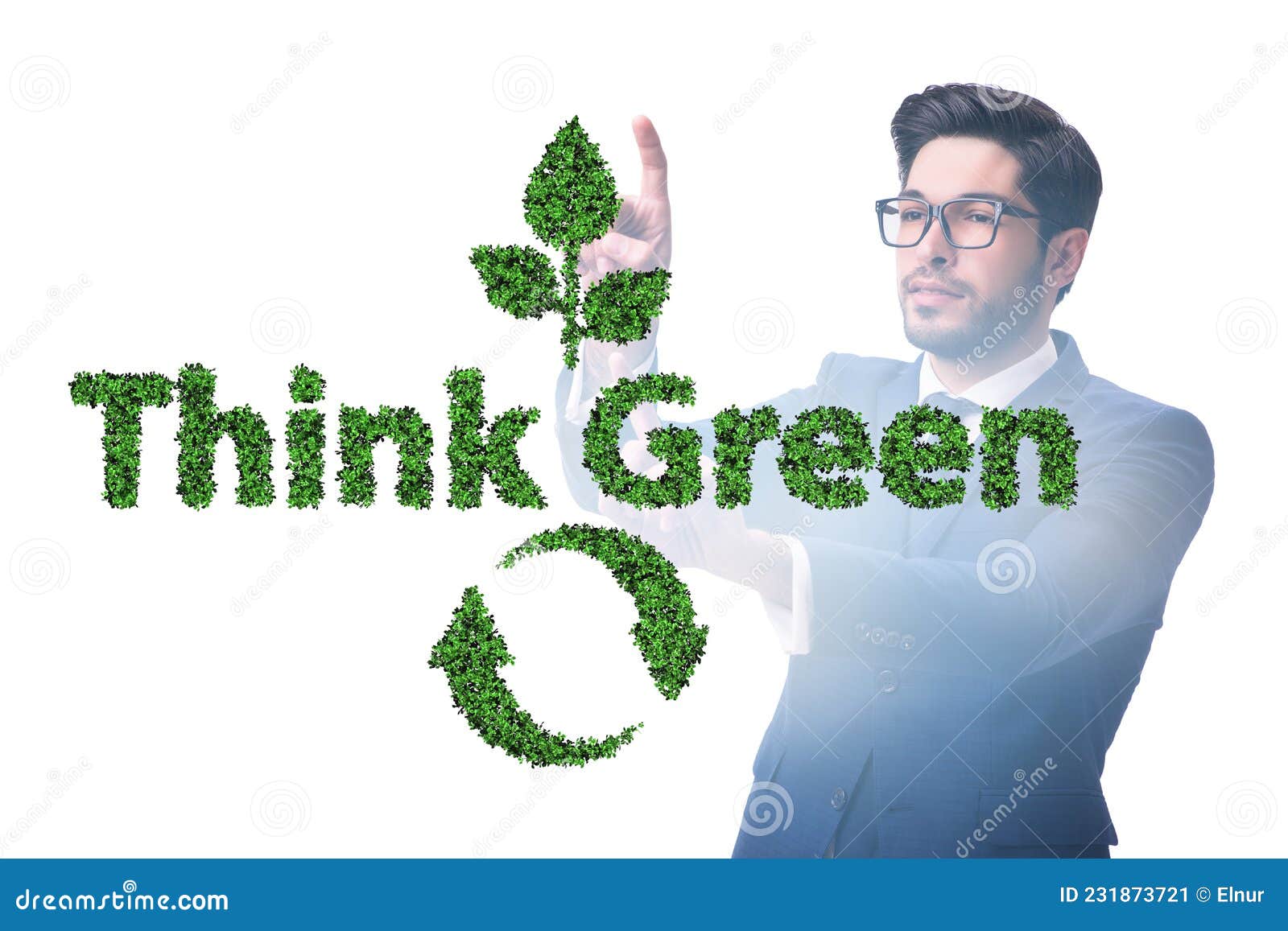 Think Green Ecological Concept with Businessman Stock Image - Image of ...