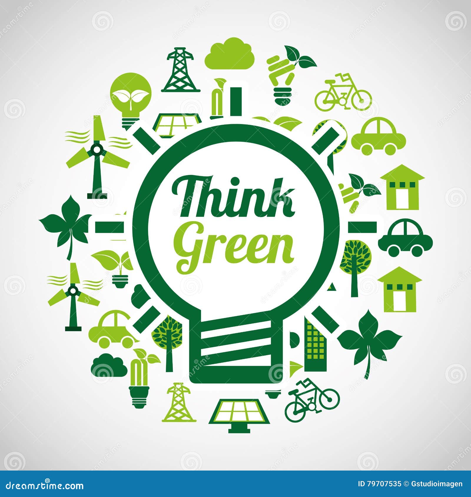 Think green ecology icons stock illustration. Illustration of nature ...