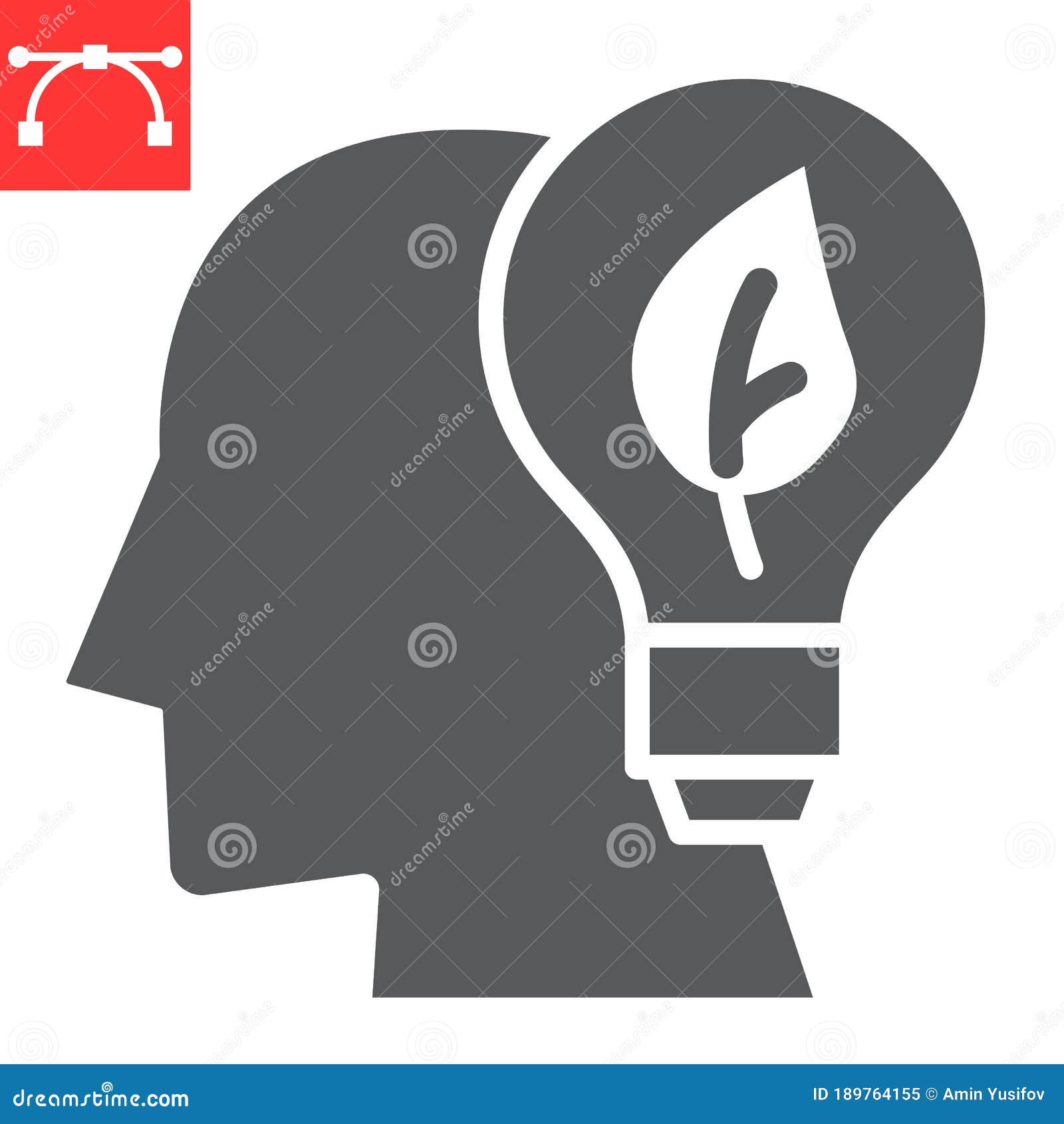 Think Green Glyph Icon, Nature and Ecology, Green Thinking Sign Vector ...