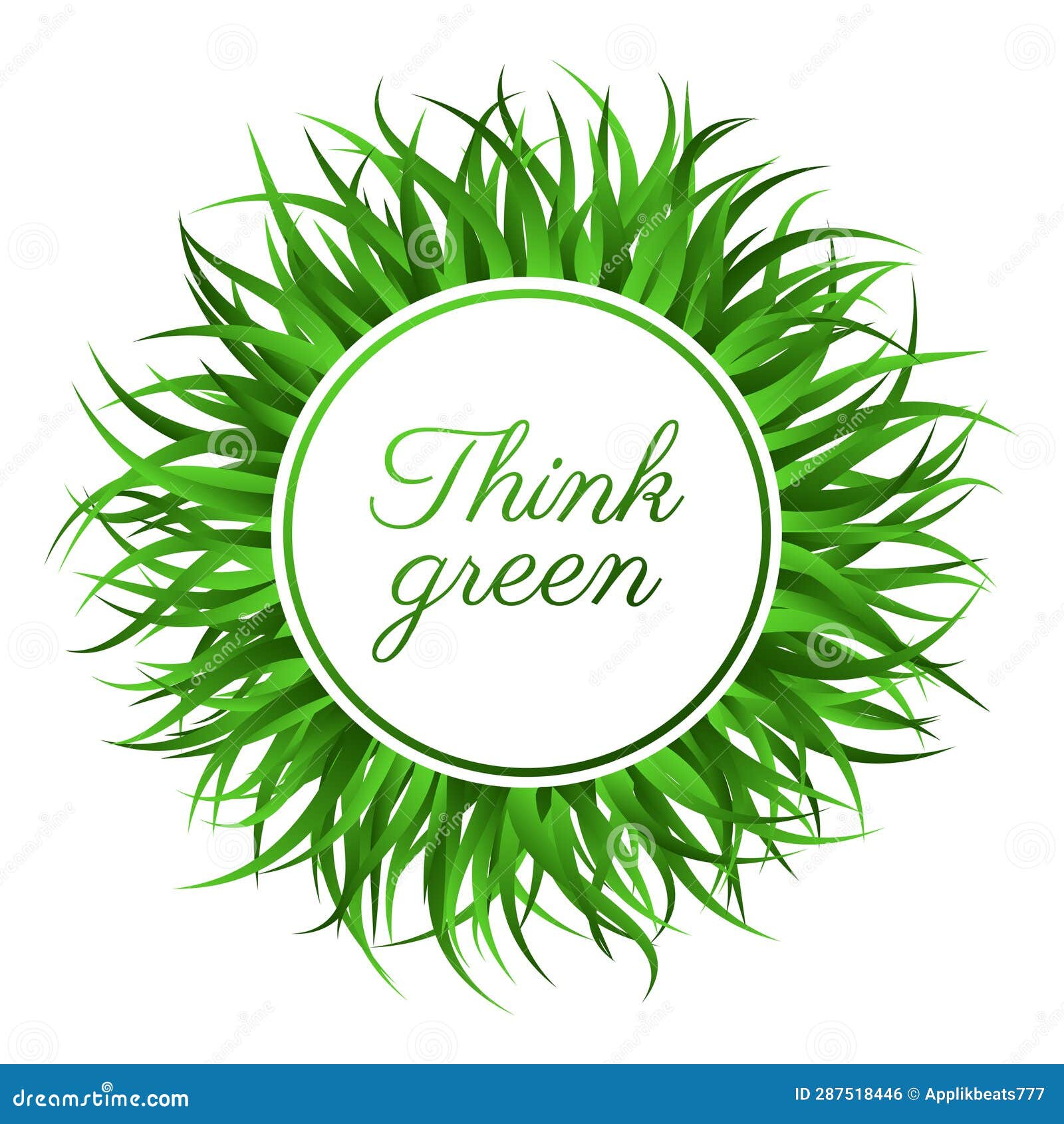 Think Green Grass Spring Round Frame for Text, Ecology Decorative ...