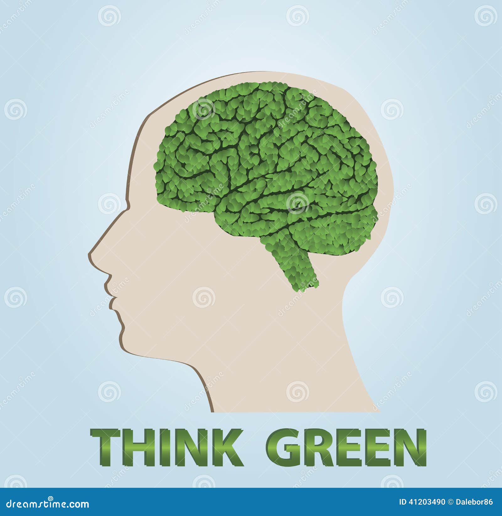 Think green stock vector. Illustration of symbol, mind - 41203490