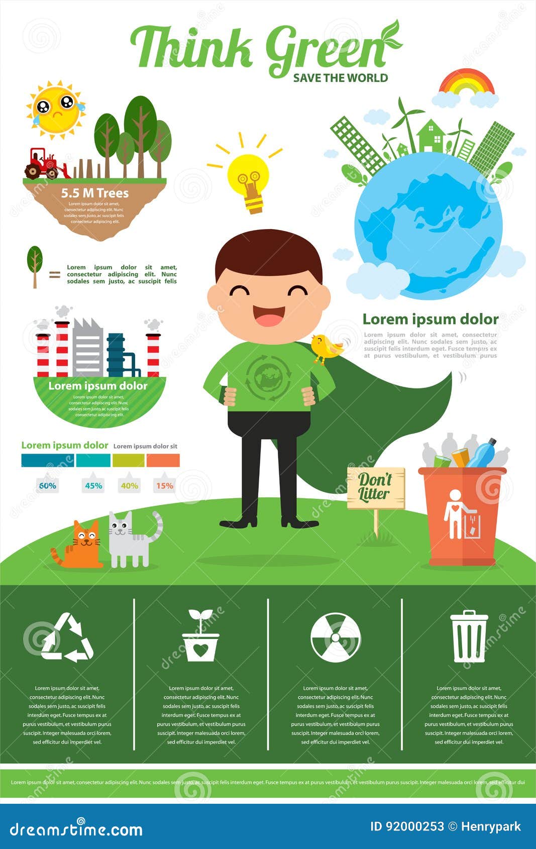 Think green infographic stock vector. Illustration of dirty - 92000253