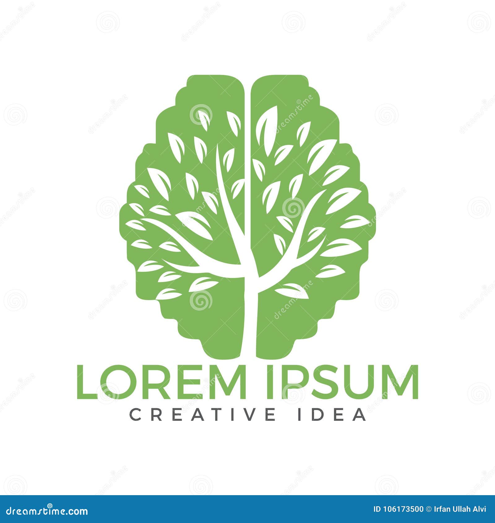 Green Plant and Brain Logo Design. Stock Vector - Illustration of mind ...