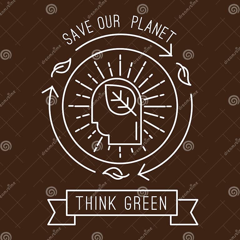 Think Green Label. Vector Illustration Decorative Background Design ...