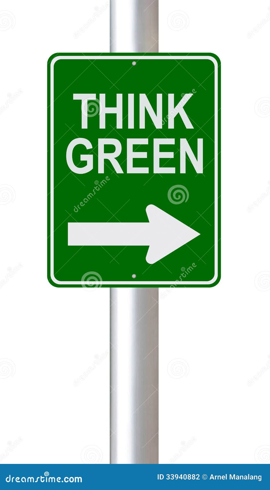 Think Green stock illustration. Illustration of reminder - 33940882