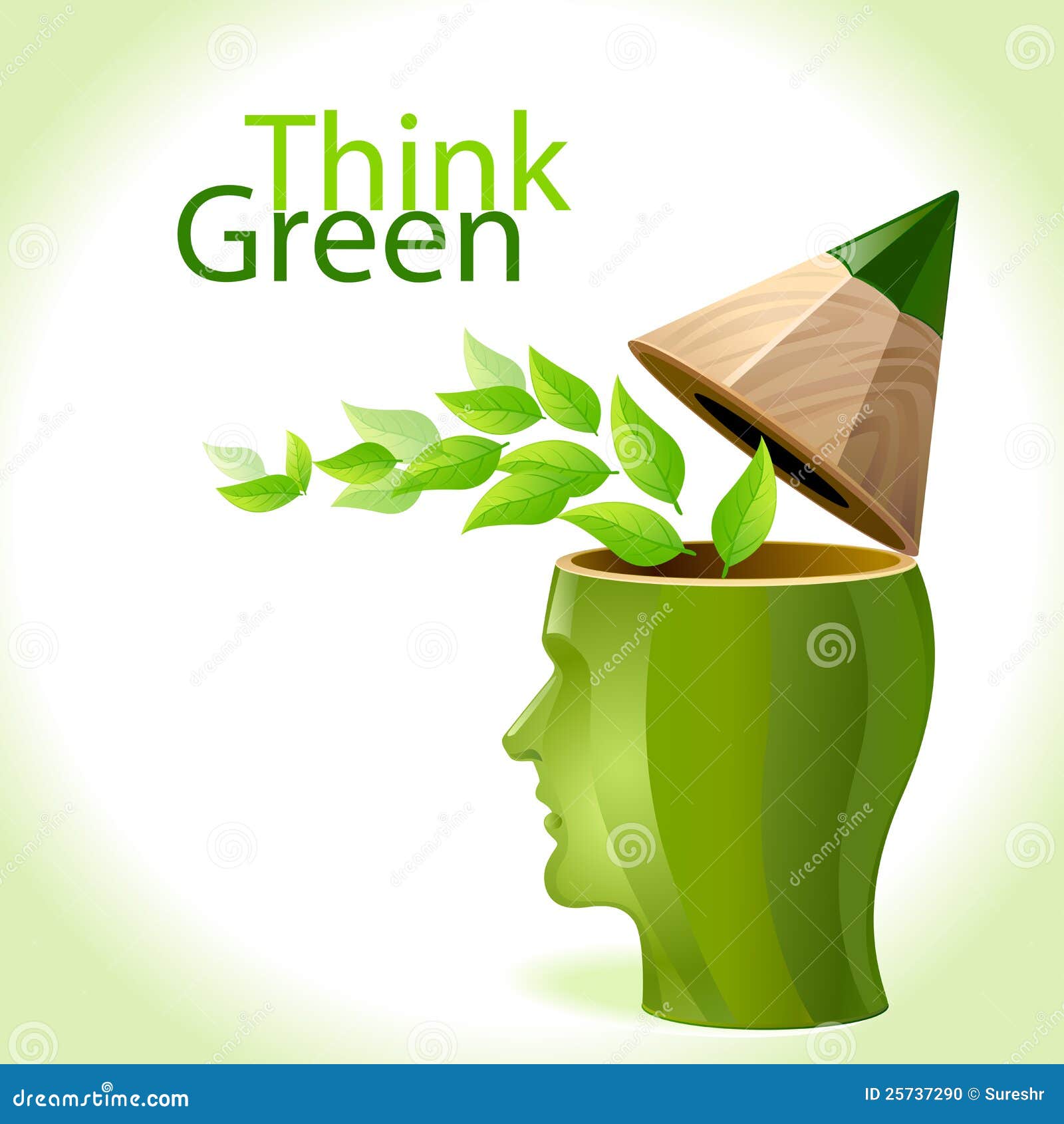 Think Green - Pencil Man stock vector. Illustration of global - 25737290