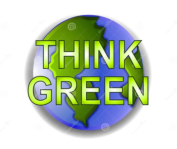 Think Green Planet Earth Icon Stock Illustration - Illustration of ...