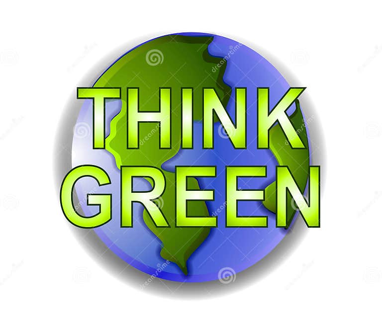 Think Green Planet Earth Icon Stock Illustration - Illustration of ...