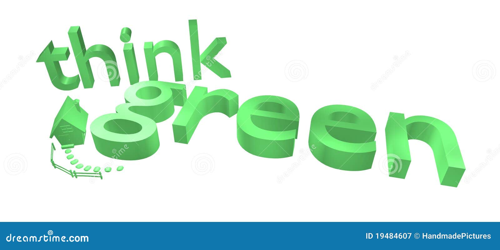 Think Green Sign with House Stock Illustration - Illustration of ...